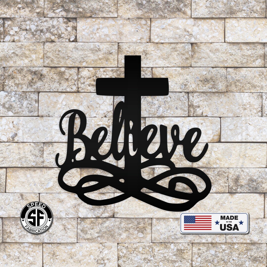 Believe Cross Metal Sign - Etsy