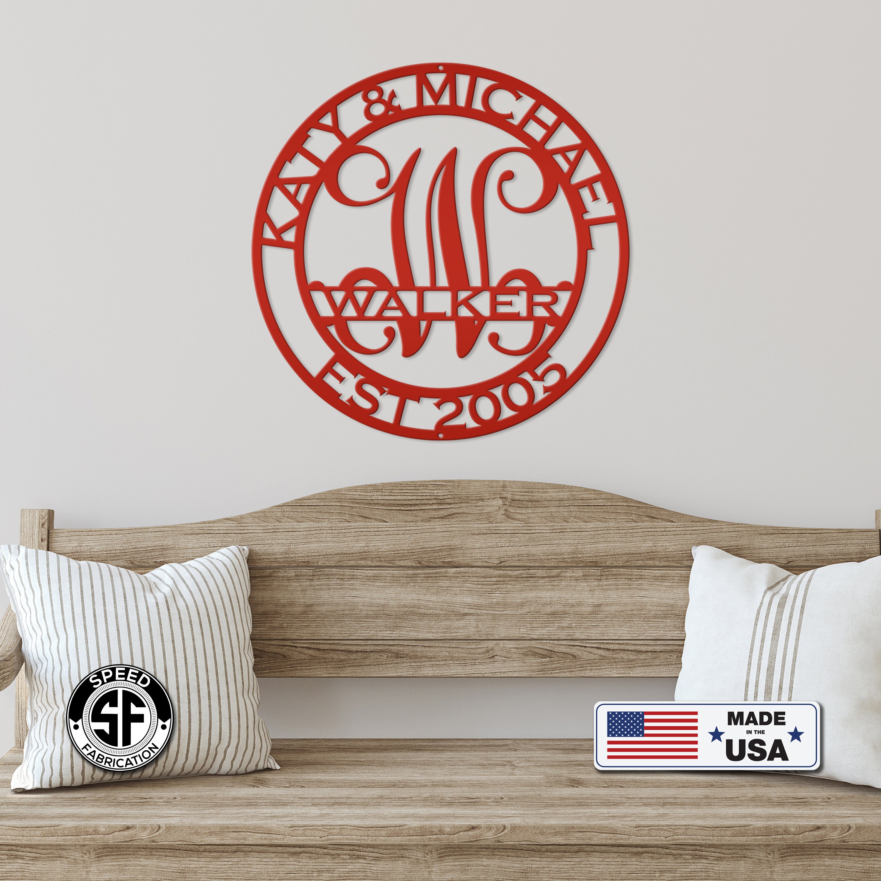 Round Personalized Metal Sign Outdoor Monogram Sign Wedding - Etsy