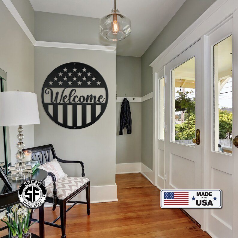 Patriotic Door Sign American Flag Decor Welcome Sign for - Etsy