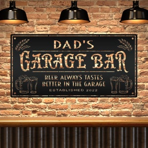 Custom Garage Bar Sign With Last Name Personalized Metal Garage Sign ...