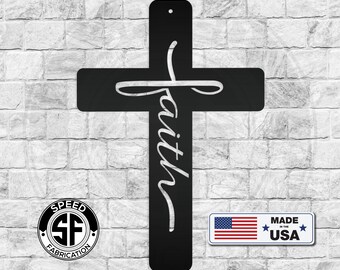 FAITH Cross Metal Wall Hanging FAITH Cross Metal Sign Door - Etsy