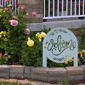 Cute Welcome Sign - Laser Cut Outdoor Home Decor - Welcoming Metal Yard ...