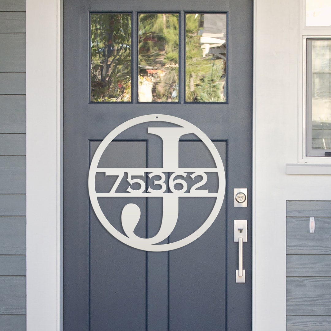 Custom Round Monogram Housee Number Metal Sign - Etsy