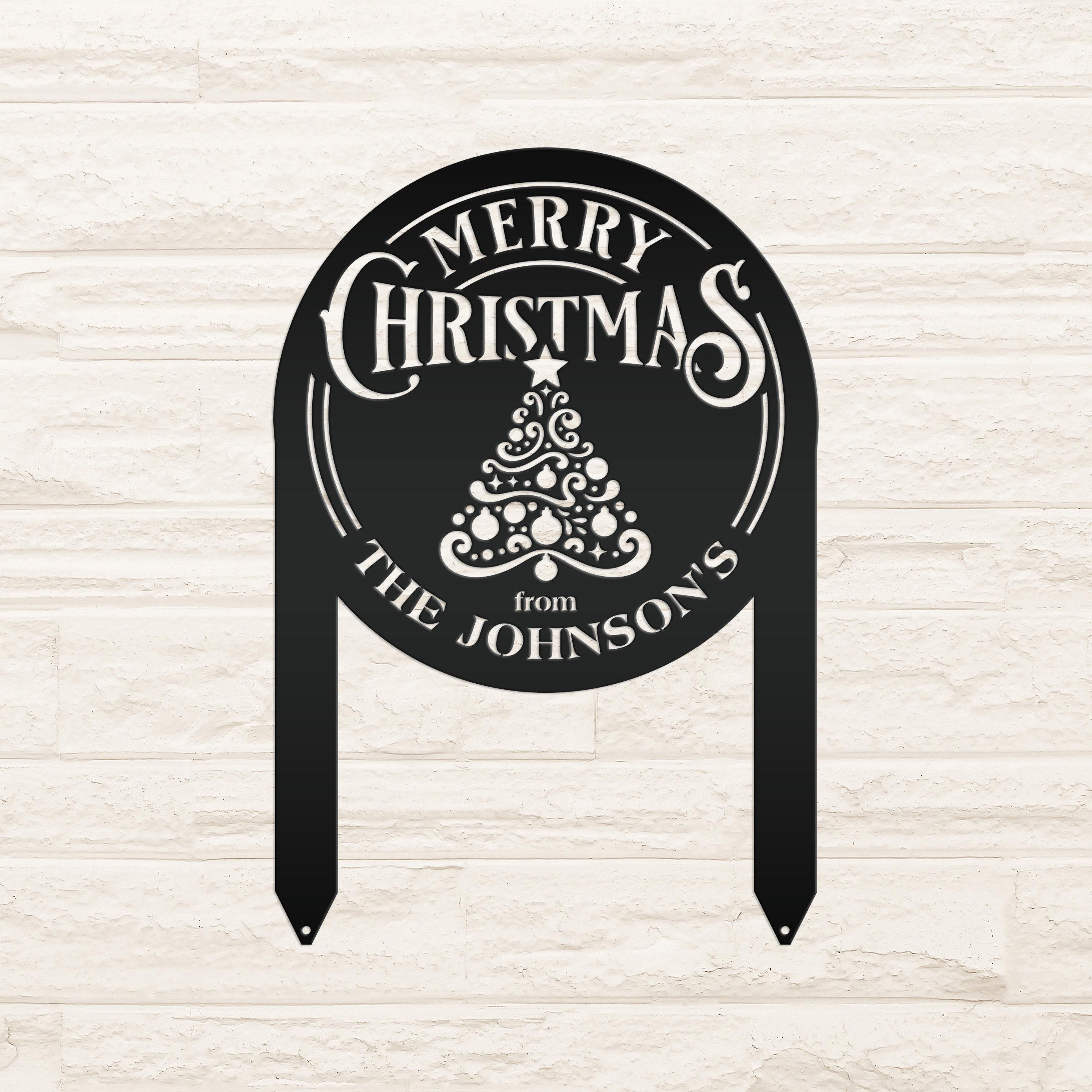 Outdoor Christmas Sign - Last Name Family Sign for Festive Holiday ...