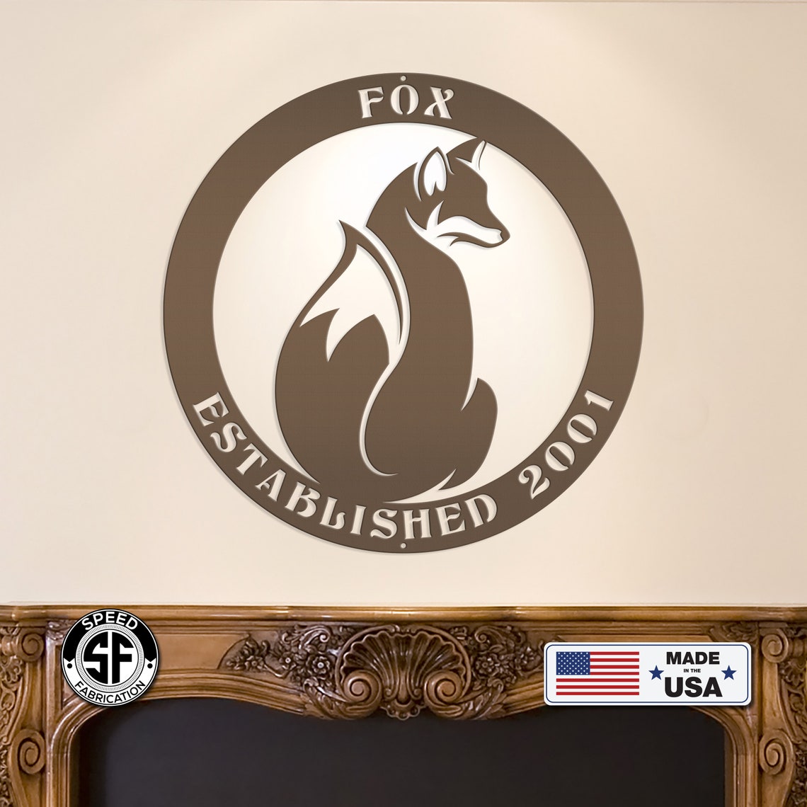 Personalized Fox Sign With Established Date - Etsy