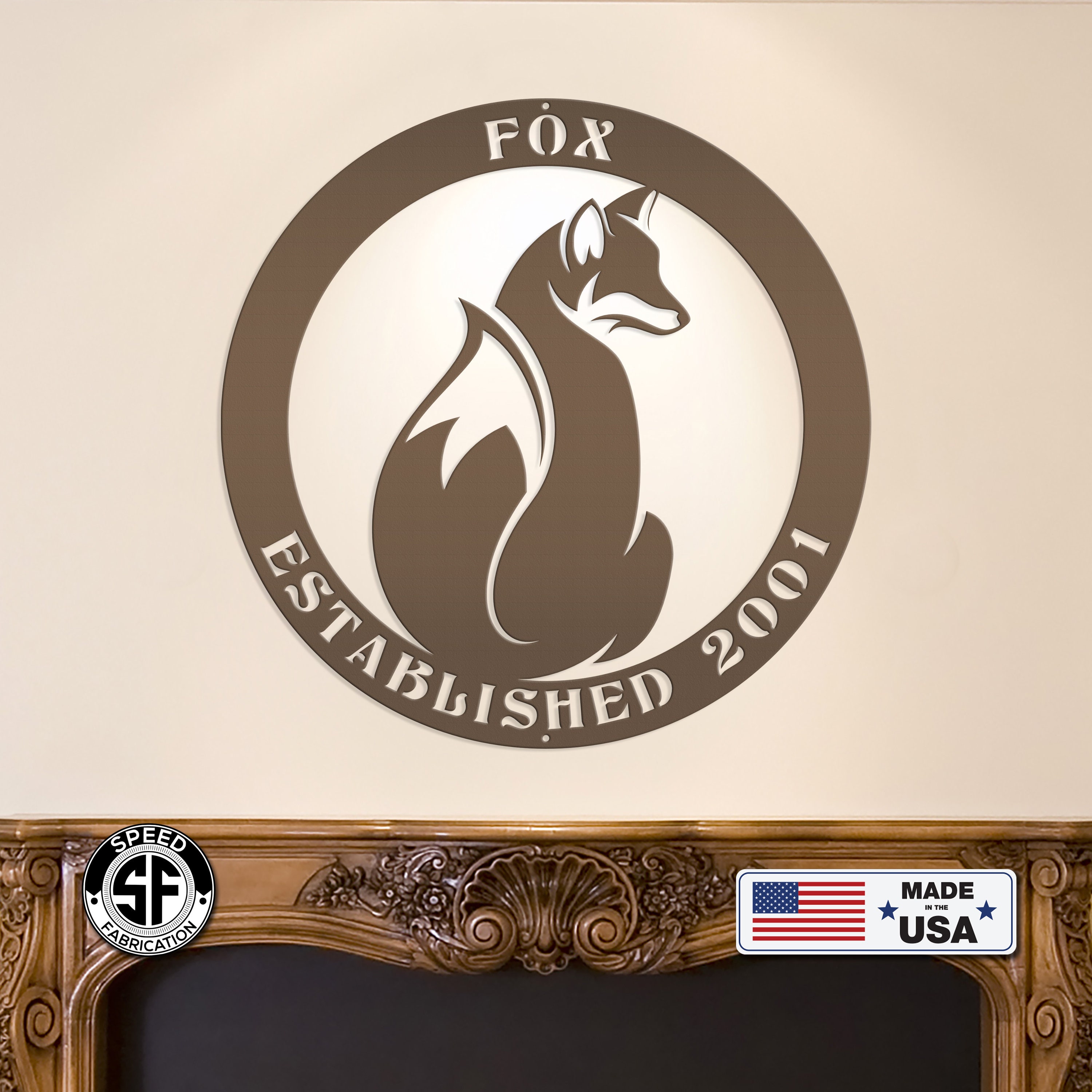 Personalized Fox Sign With Established Date - Etsy