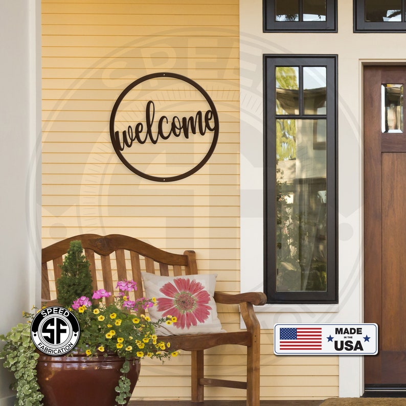 Round Welcome Metal Sign Welcome Sign for Business or Home - Etsy