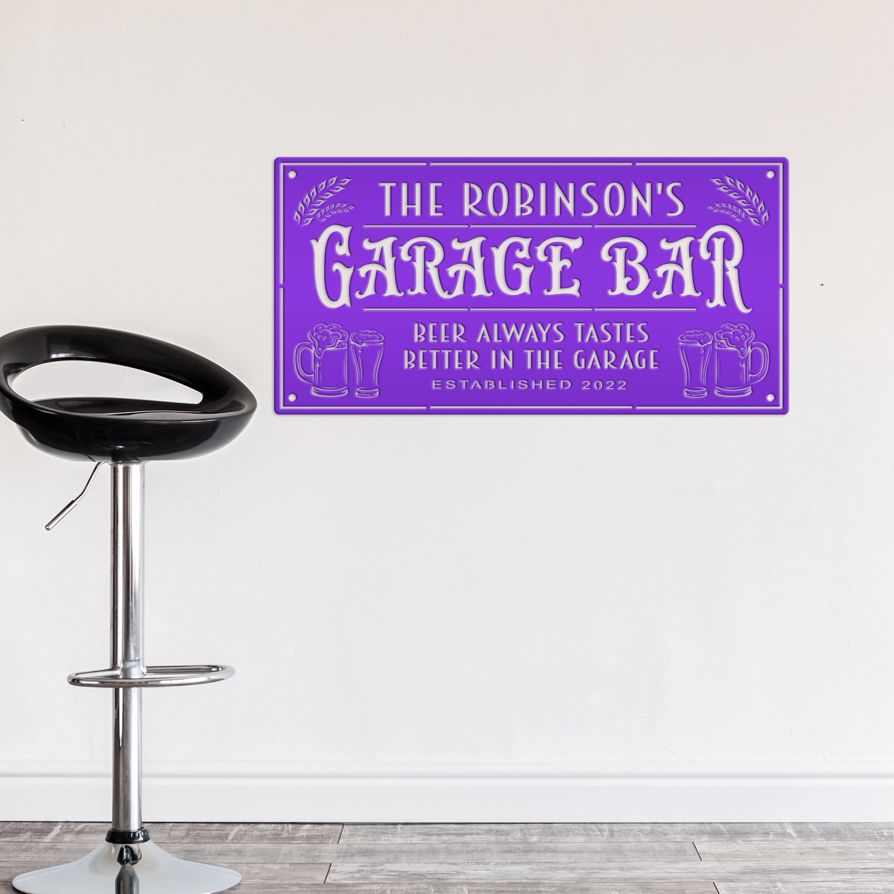 Custom Garage Bar Sign With Last Name Personalized Metal Garage Sign ...