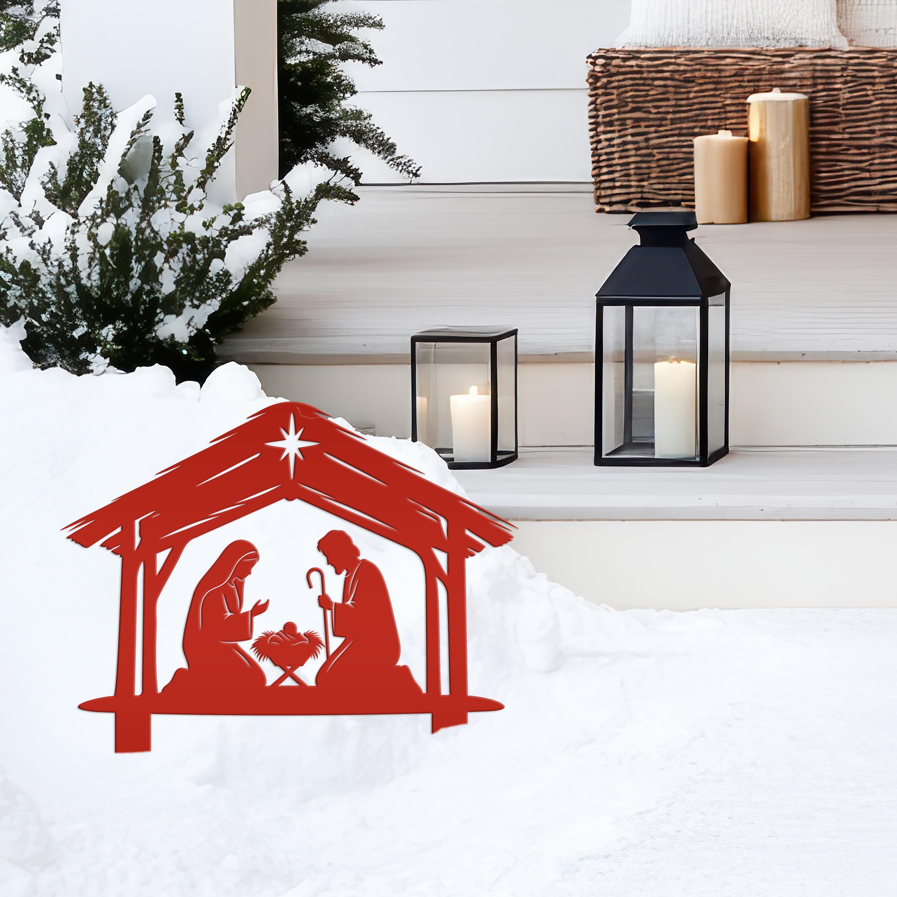 Nativity Scene Metal Yard Stake - Holiday Shadow Caster - Christmas ...