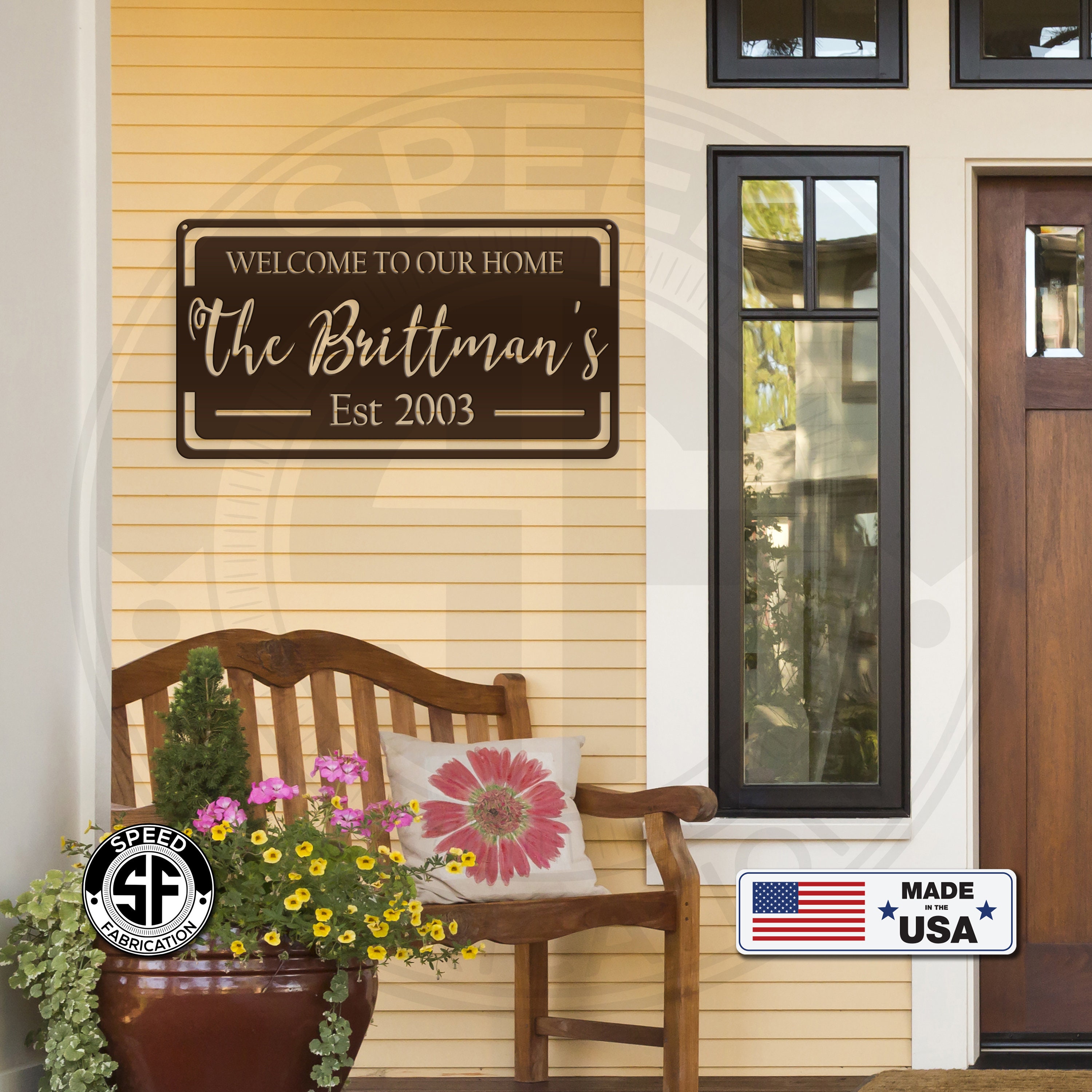 Personalized Rectangle Metal Porch Welcome Sign - Etsy
