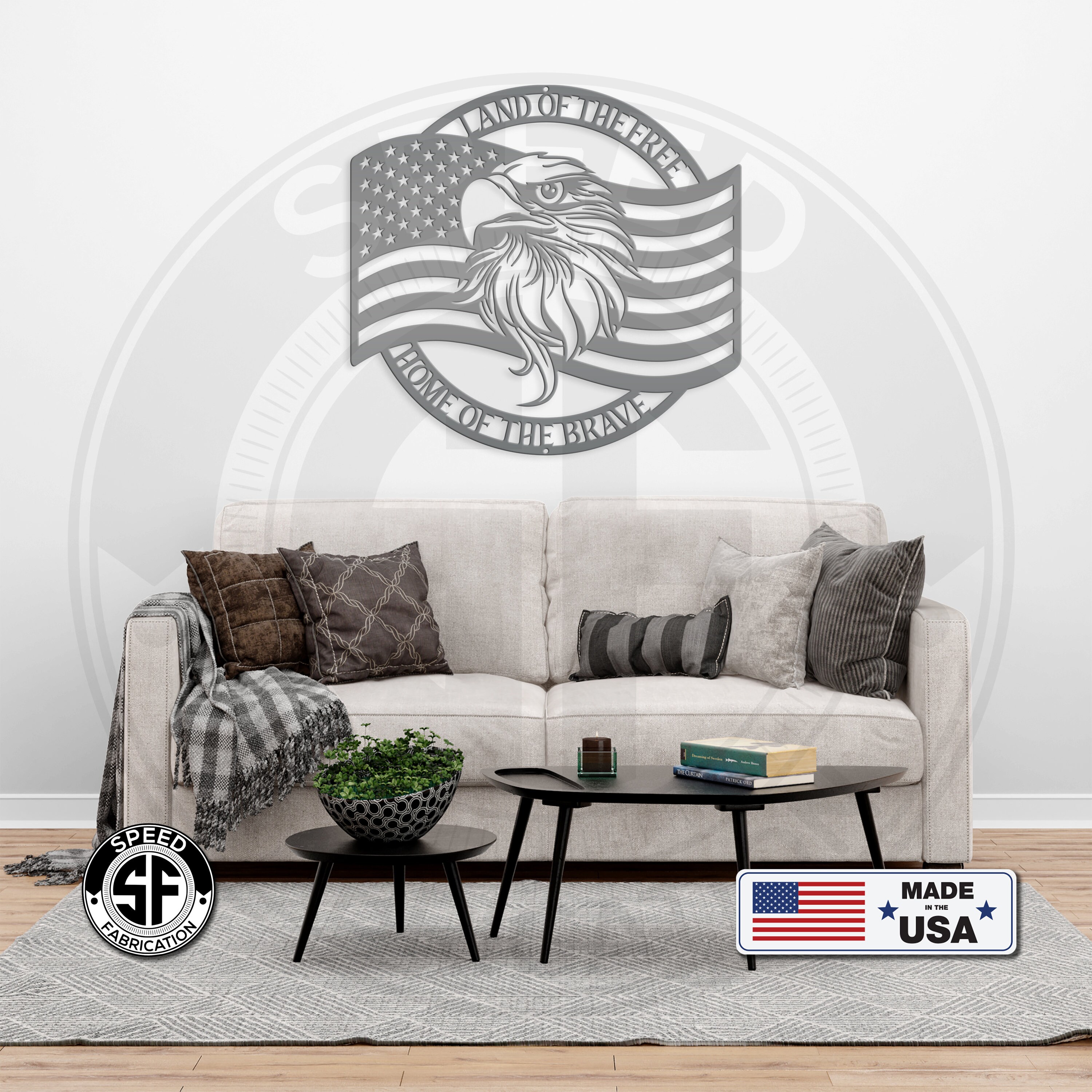 Patriotic Metal Sign With American Flag and Eagle - Etsy