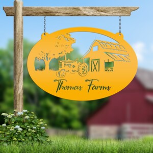 Personalized Tractor and Barn Metal Sign, Family Farm Sign ...