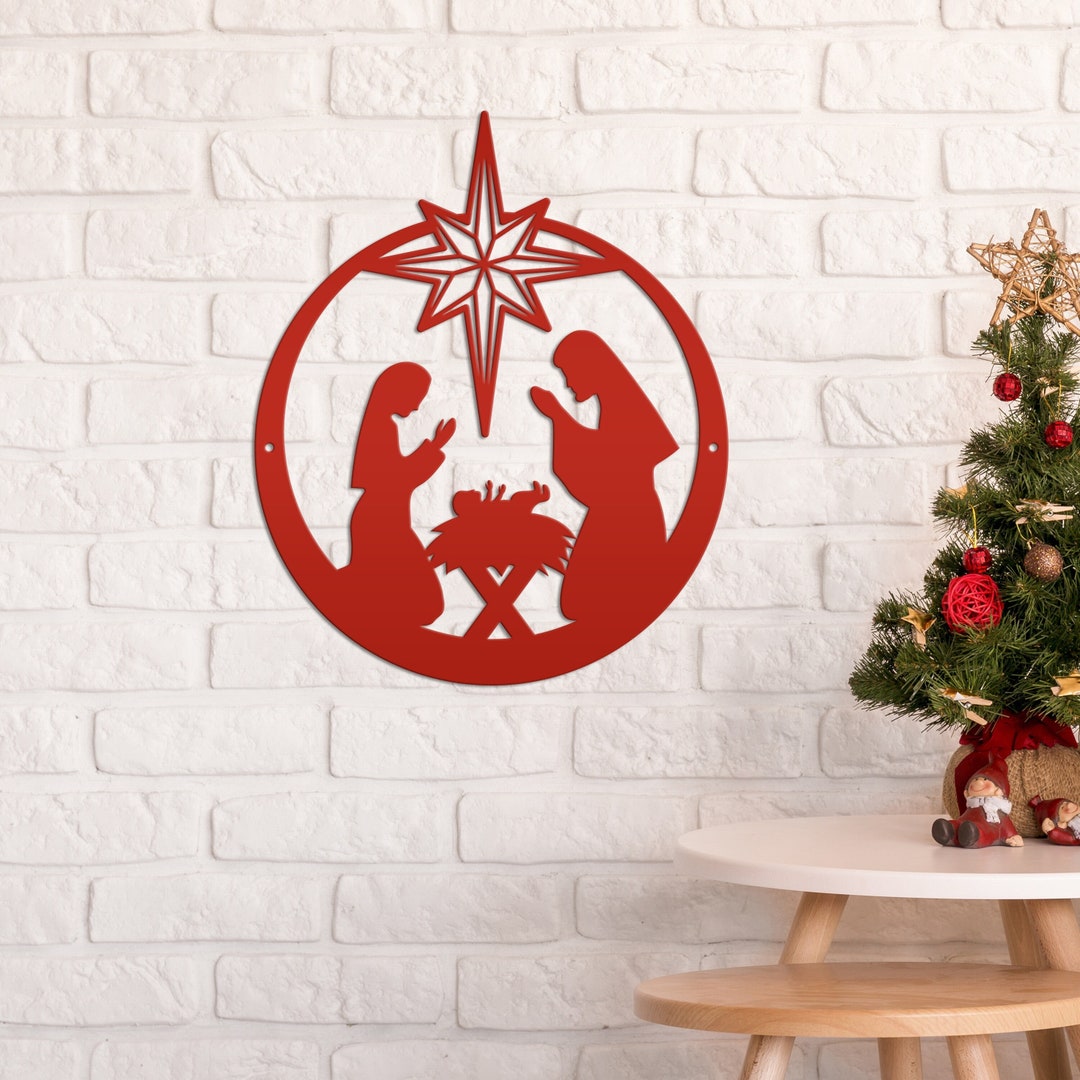 Metal Christmas Nativity Sign , Outdoor Holiday Decor, Christian Yard ...