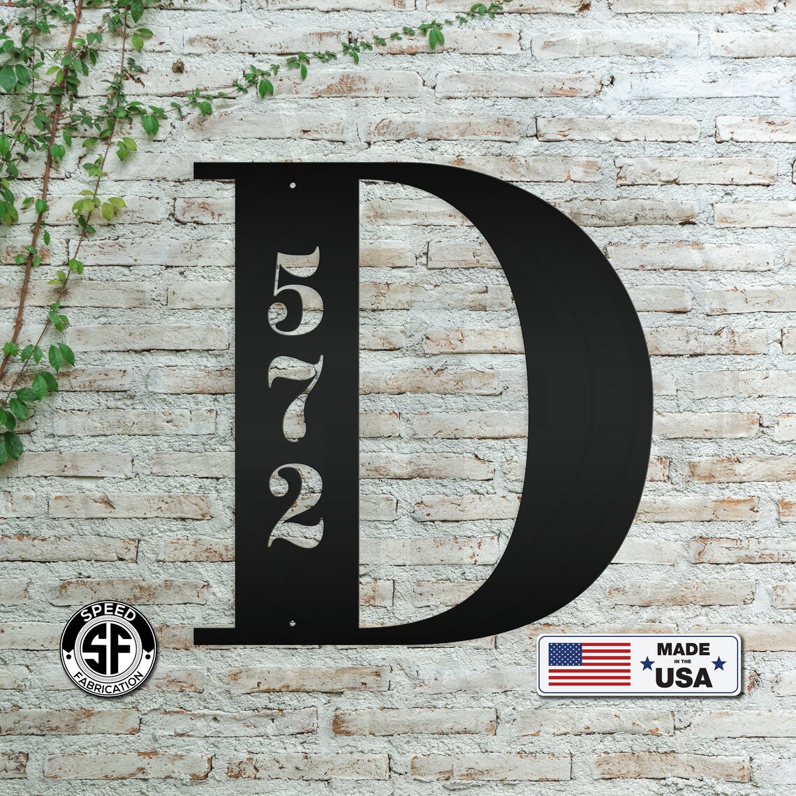 Personalized Monogram and House Number Metal Sign | Etsy