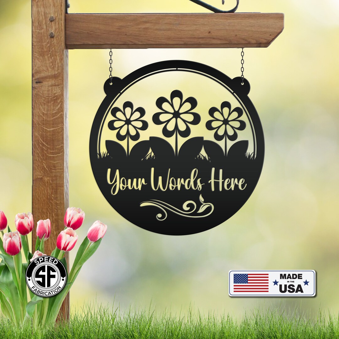 Custom Outside Flower Sign, Personalized Hanging Garden Sign, Mother's ...