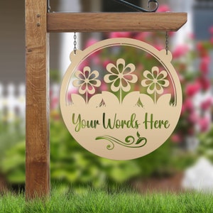 Custom Outside Flower Sign, Personalized Hanging Garden Sign, Mother's ...