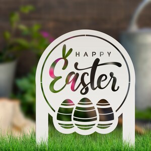 Outdoor Happy Easter Metal Yard Sign- Easter Eggs Sign- Outdoor Easter ...