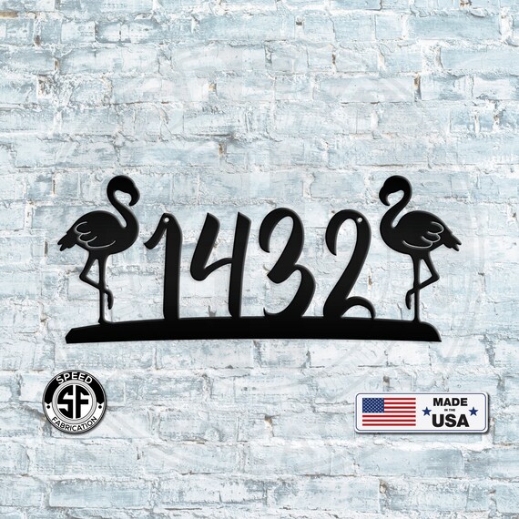 Flamingo Address House Numbers tropical Address Sign | Etsy