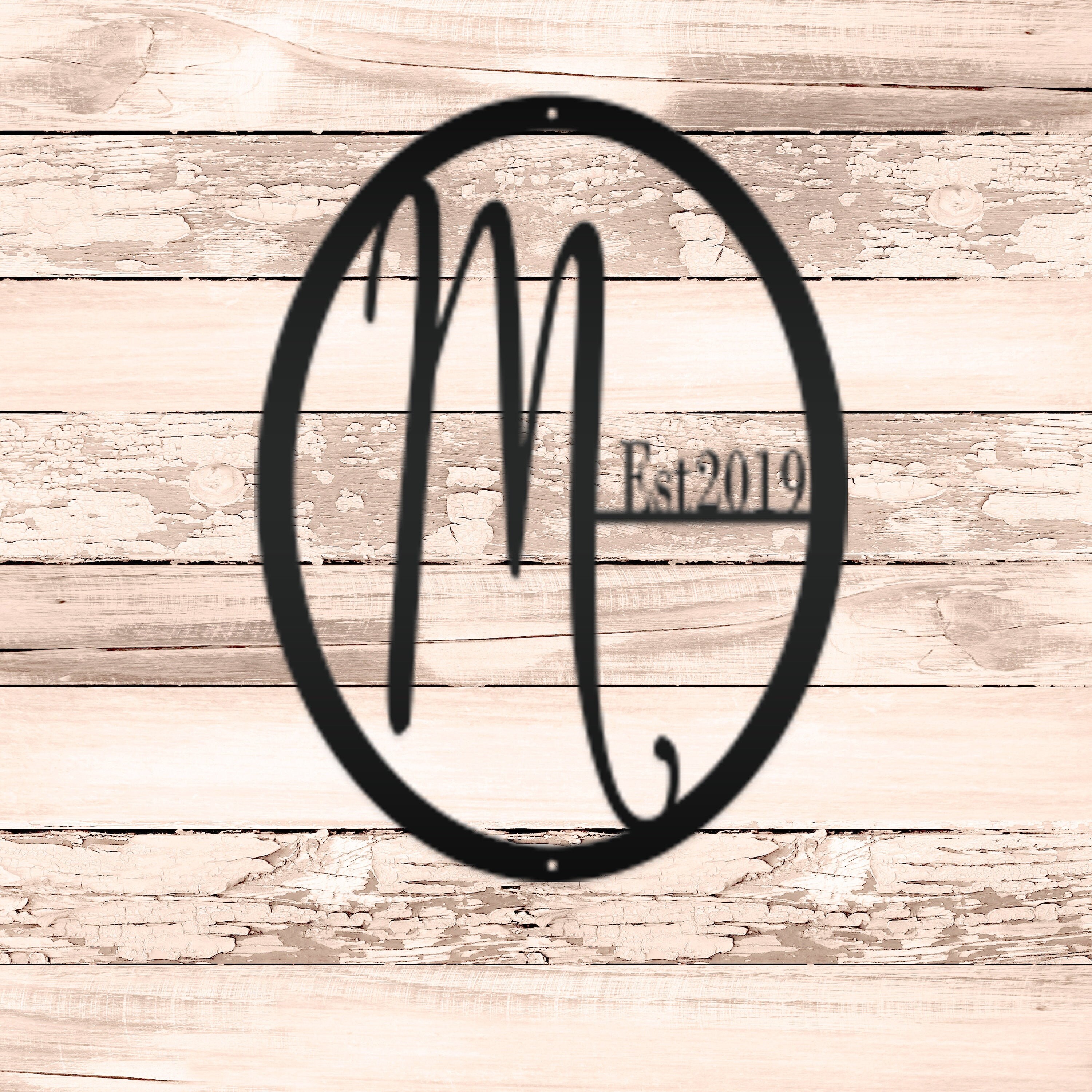 Monogram Established Date Wall hanging Black letter sign | Etsy