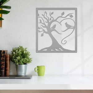 Tree With Birds Square Metal Sign - Etsy