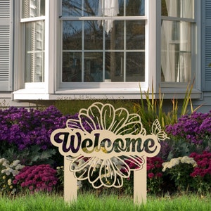 Welcome Garden Stake, Flower Garden Stake With Flower, Mother's Day ...
