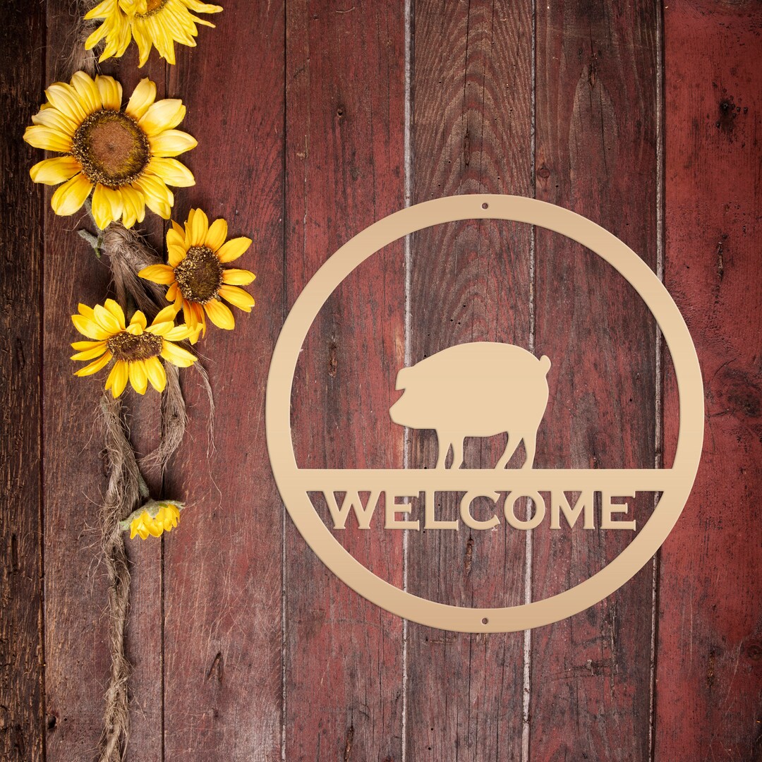 Pig Welcome Sign Monogram - Etsy