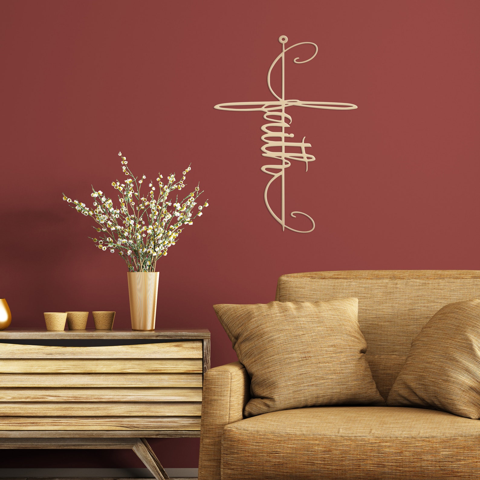 Faith Cross Wall Hanging Metal Sign Faith Christian Wall Art Faith ...