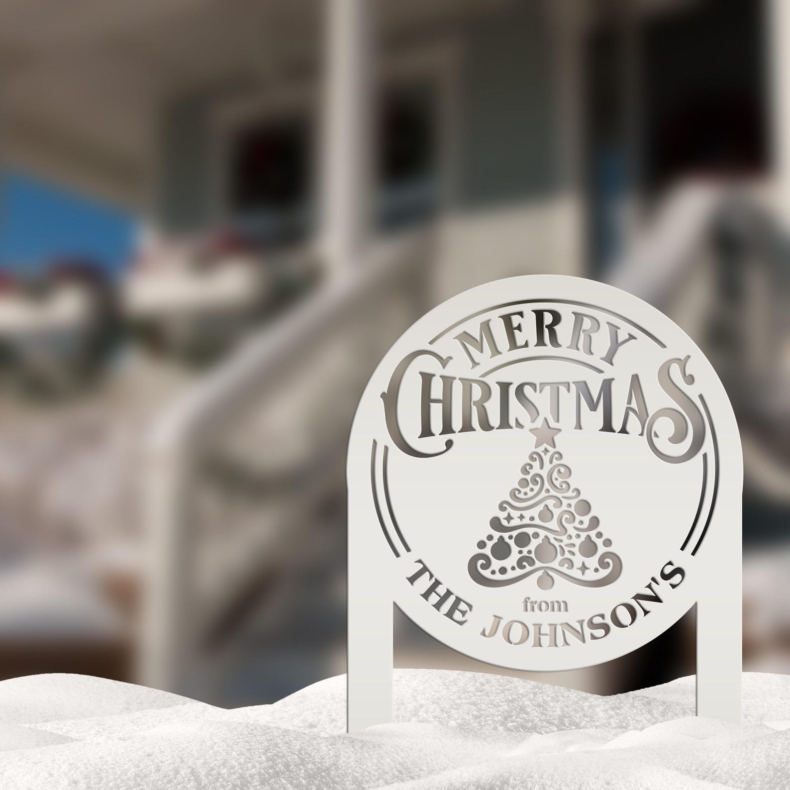 Outdoor Christmas Sign - Last Name Family Sign for Festive Holiday ...
