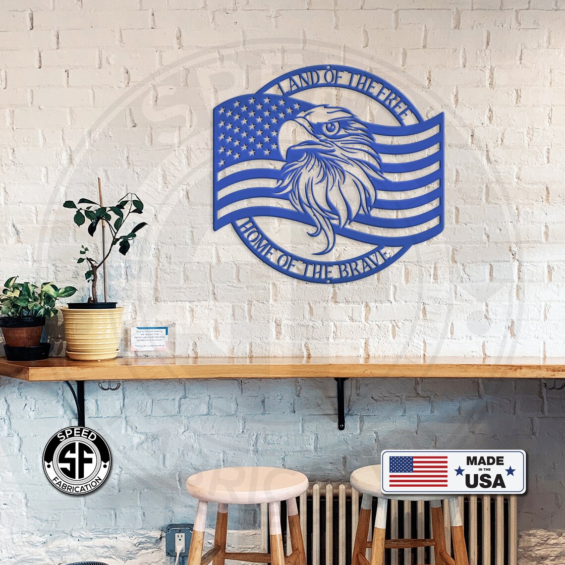 Patriotic Metal Sign With American Flag and Eagle - Etsy