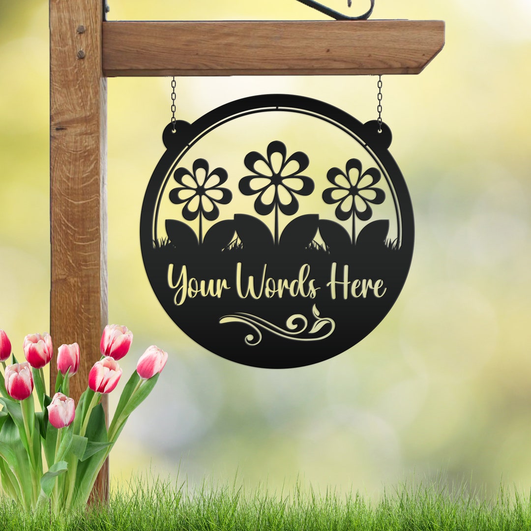 Custom Outside Flower Sign, Personalized Hanging Garden Sign, Mother's ...