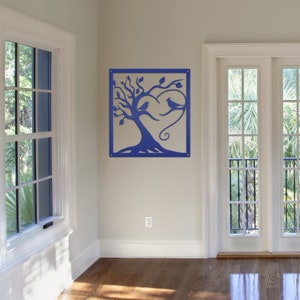 Tree With Birds Square Metal Sign - Etsy