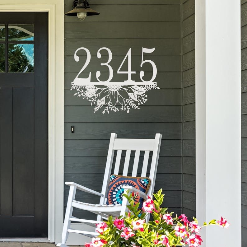 Custom Sunflower Metal Address Sign – Unique Home Decor - Charming ...