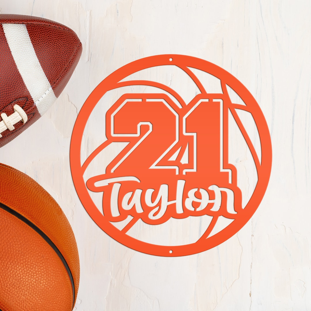 Custom Basketball Name and Number Metal Sign - Athlete Gift ...