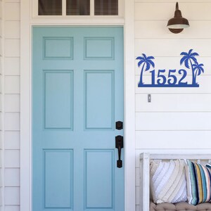 Tropical Palm Tree Metal Address Sign, Beach House Address Sign ...