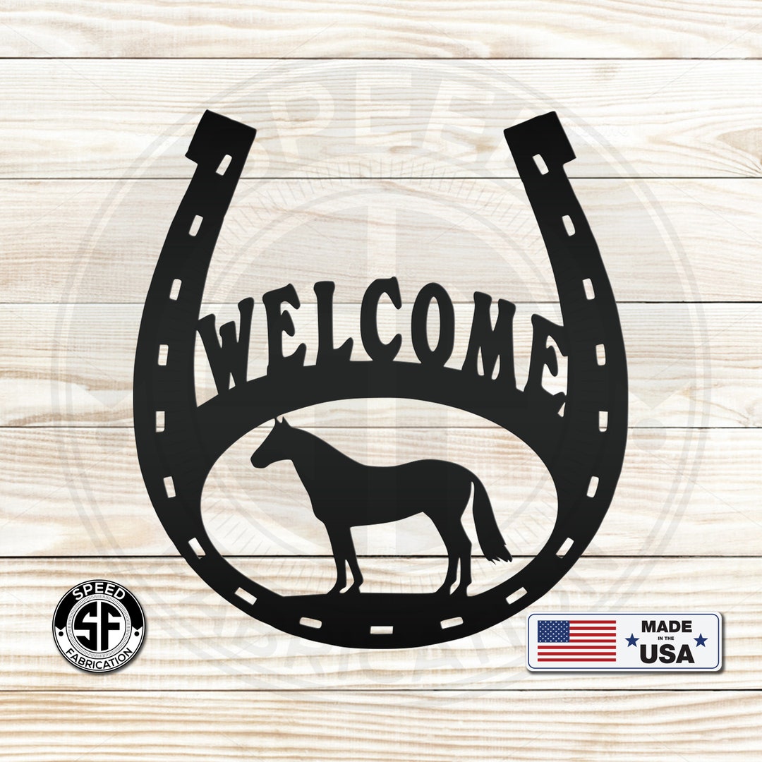 Horseshoe Welcome Metal Sign - Etsy