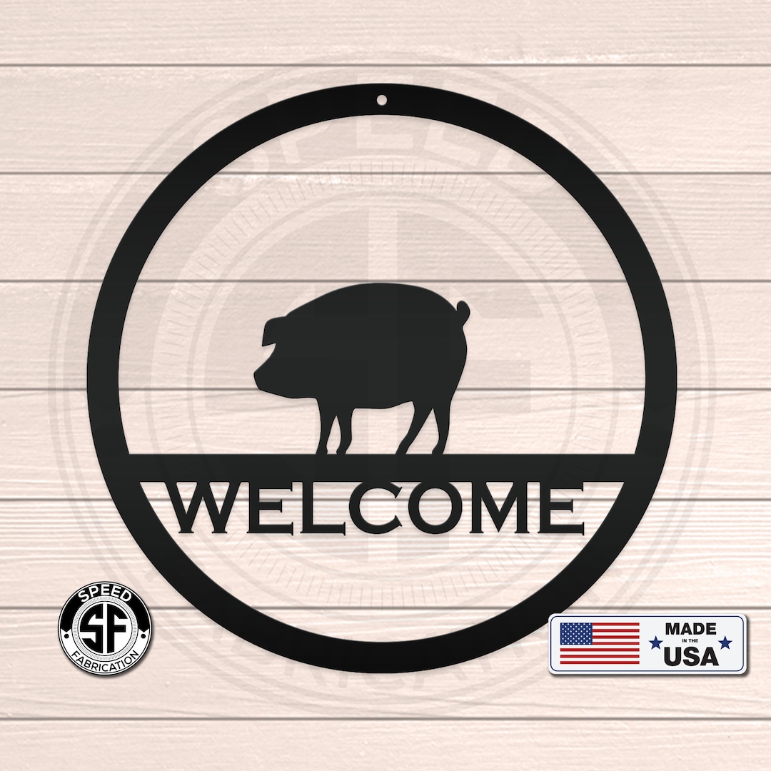 Pig Welcome Sign Monogram - Etsy