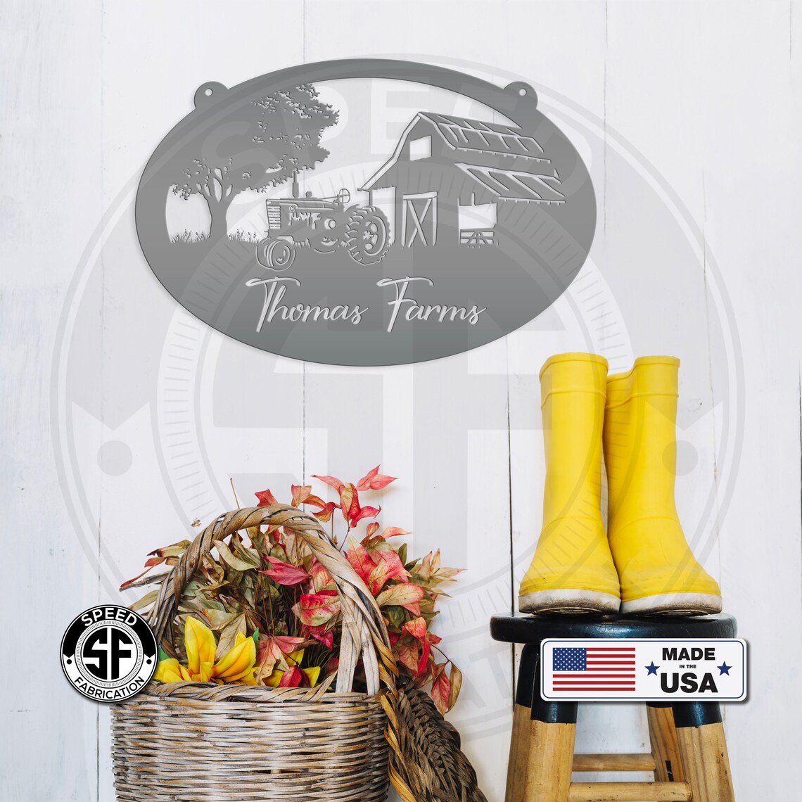 Personalized Tractor and Barn Metal Sign Family Farm Sign - Etsy