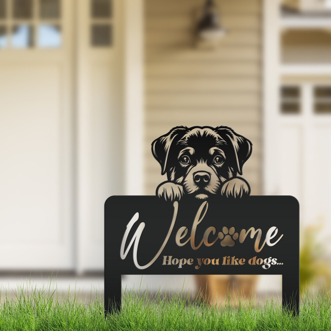 Welcome Yard Stake With Dog - Add Charm to Your Garden - Welcoming Lawn ...