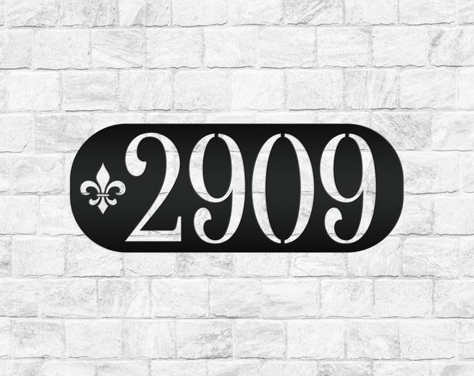 22x8.5" Matte Black, 2909 Fleur De Lis Metal Address Sign - Etsy