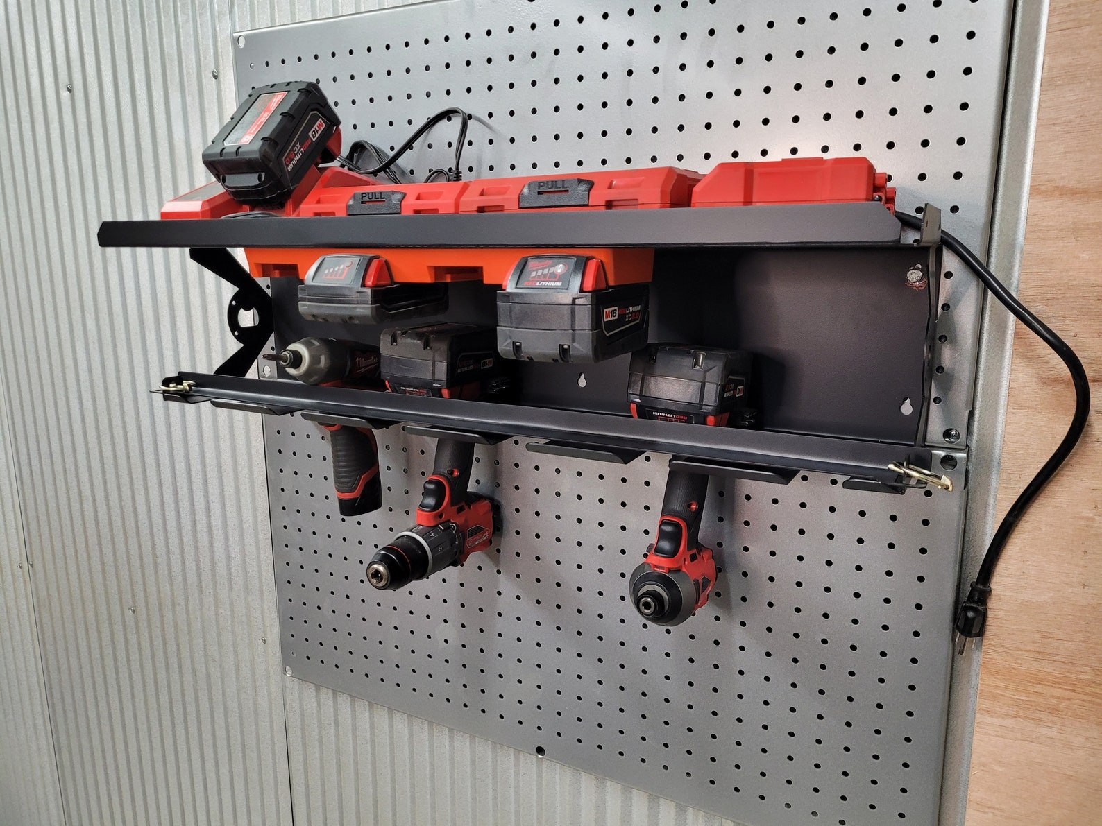 Work Trailer Cordless Drill Rack With Locking Bar and Battery Rack ...