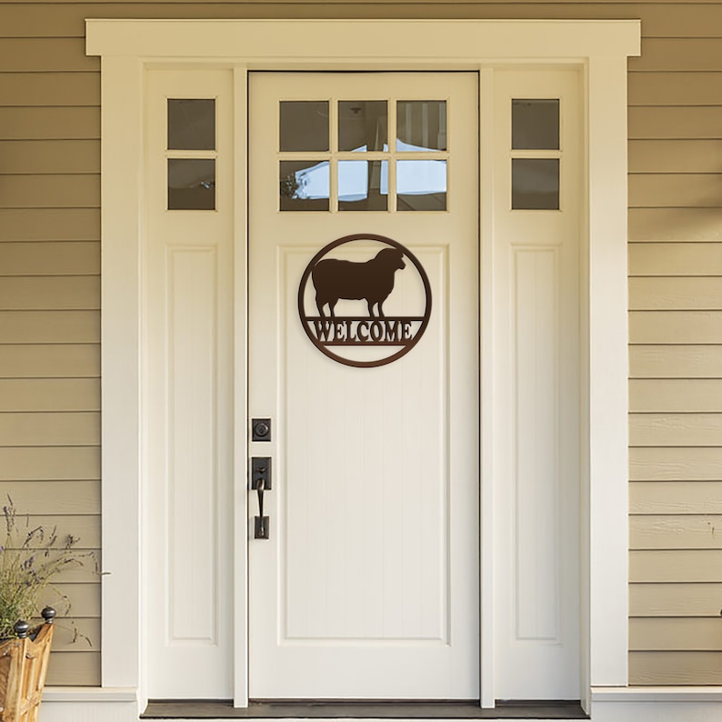 Sheep Welcome Metal Sign Monogram | Etsy