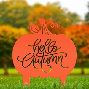 Hello Autumn Metal Sign - Pumpkin Yard Sign - Etsy