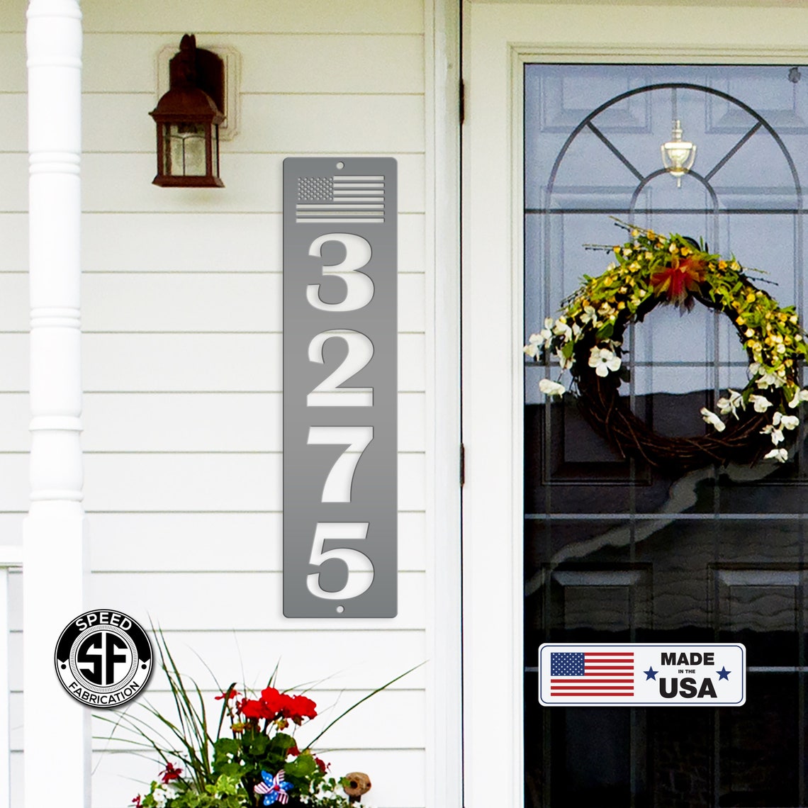 Patriotic House Numbers Metal Sign Flag Address Sign - Etsy