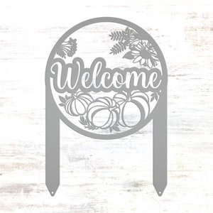 Fall Decor Welcome Metal Outdoor Sign With Pumpkins and Sunflowers ...