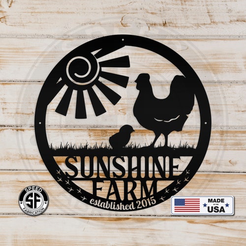 Chicken Farm Sign Chicken and Chick Custom Metal Indoor or - Etsy