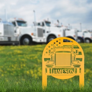 18 Wheeler Yard Stake, Metal Custom Diesel Shop Sign, Semi Truck Decor ...