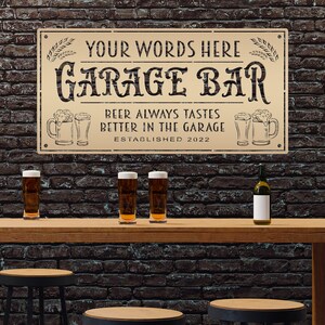 Rectangle Custom Garage Bar Metal Sign - Make It Your Own Wording- Man ...