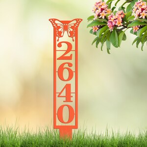 Butterfly House Numbers - Metal Street Address Yard Stake for ...