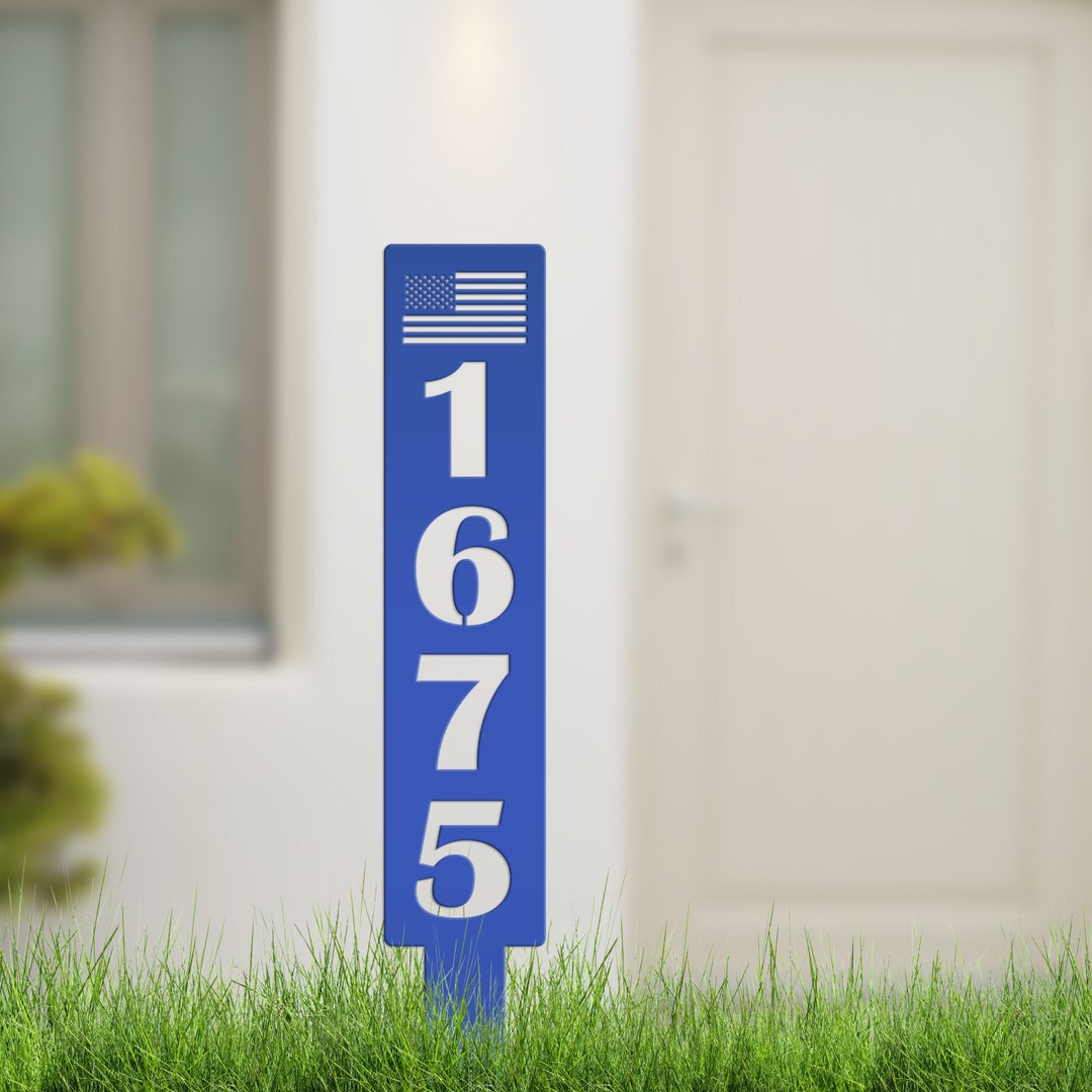 Customizable American Flag Address Yard Sign Stake - Personalized Metal ...