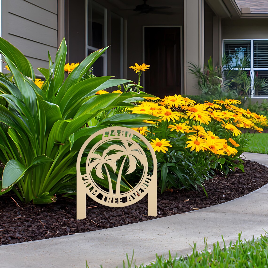 Custom Palm Tree Metal Yard Stake – Personalized Garden Decor - Unique ...